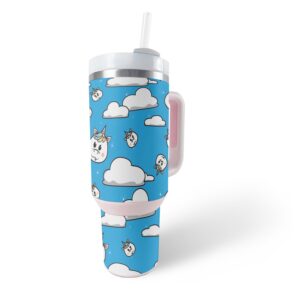 mightyskins skin compatible with stanley the quencher h2.0 flowstate 40 oz tumbler - unicorn clouds | protective, durable, and unique vinyl decal wrap cover | easy to apply, remove, and change styles