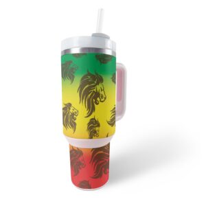 mightyskins skin compatible with stanley the quencher h2.0 flowstate 40 oz tumbler - rasta lion | protective, durable, and unique vinyl decal wrap cover | easy to apply, remove, and change styles