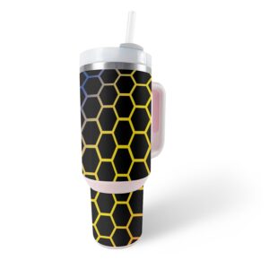 mightyskins skin compatible with stanley the quencher h2.0 flowstate 40 oz tumbler - primary honeycomb | protective, durable, and unique vinyl decal wrap cover | easy to apply