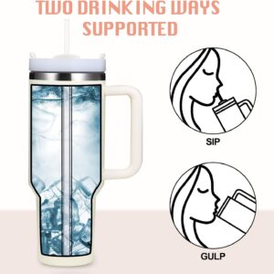 Bileeko 40 oz Tumbler with Handle and Straw Lid, Reusable Insulated Stainless Steel Water Bottle Coffee Mug Travel Cup, Dishwasher Safe, Maintains Cold, Heat and Ice for Hours(Fog)