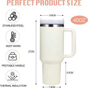 Bileeko 40 oz Tumbler with Handle and Straw Lid, Reusable Insulated Stainless Steel Water Bottle Coffee Mug Travel Cup, Dishwasher Safe, Maintains Cold, Heat and Ice for Hours(Fog)