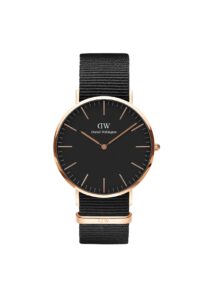 daniel wellington classic cornwall 40mm men's watch, dw classic fabric (polyester) rose gold watch for men