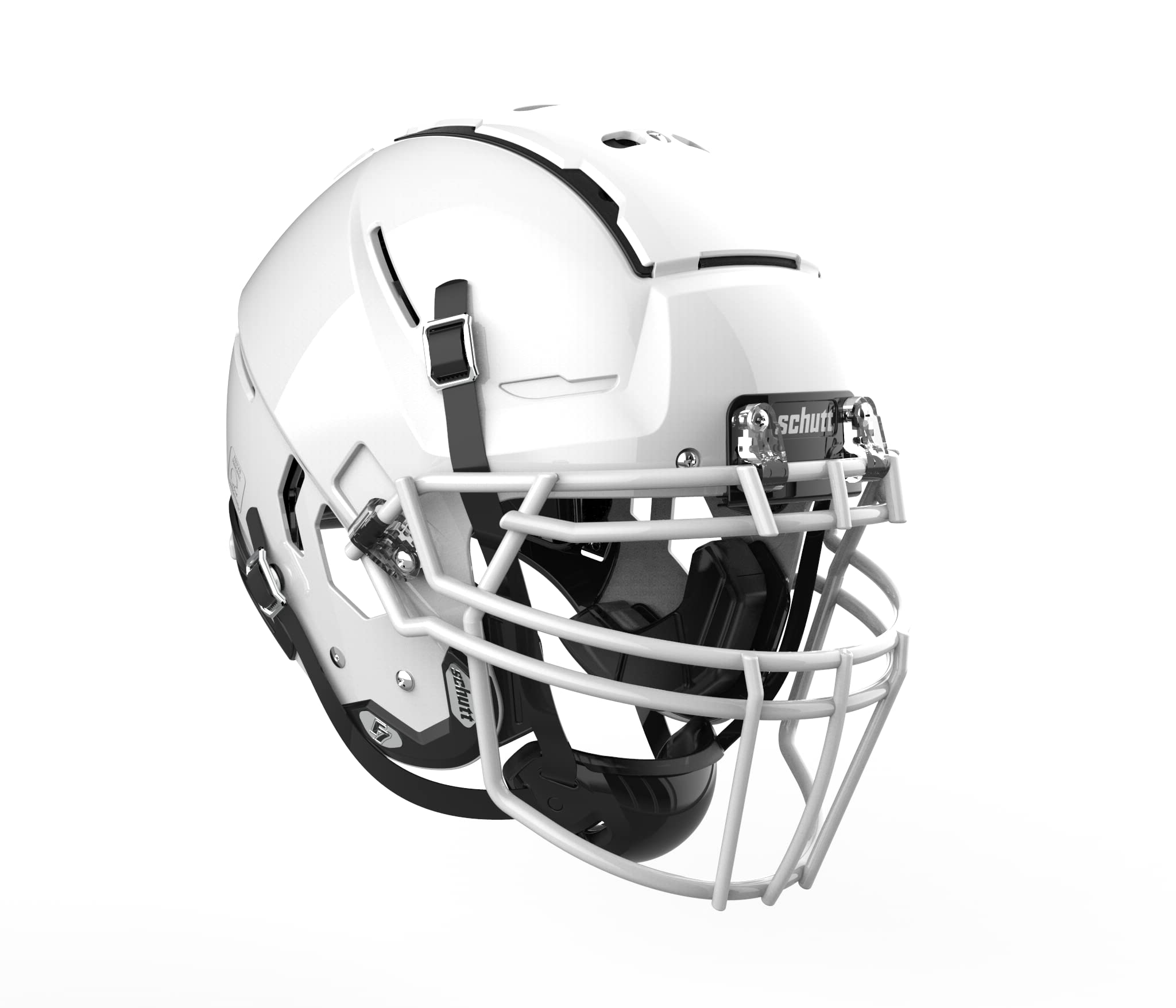 Schutt F7 2.0 Collegiate Football Helmet, ROPO DW NB VC Facemask Attached, Large, White