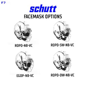 Schutt F7 2.0 Collegiate Football Helmet, ROPO DW NB VC Facemask Attached, Large, White