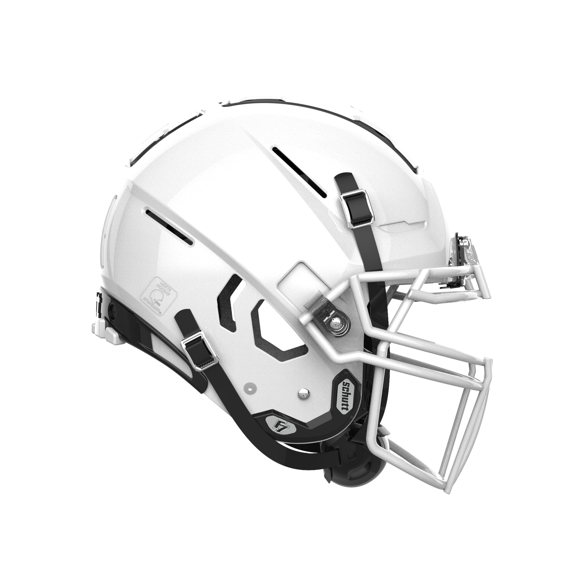 Schutt F7 2.0 Collegiate Football Helmet, ROPO DW NB VC Facemask Attached, Large, White