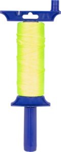 marshalltown mason's line winder, with handle and 500ft yellow braided line, refillable, made in the usa, lwml339