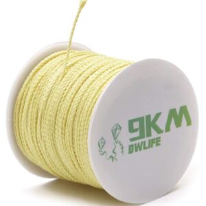 9km dwlife braided kevlar cord, 500lb 2mm 200ft, high tensile strength, abrasion, flame retardant, kite string, fishing line, model rocket shock, hammock tarp ridgeline, tactical survival paracord