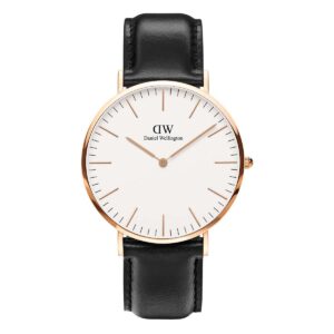 Daniel Wellington Classic Sheffield 40mm Men's Watch, DW Classic Leather Rose Gold Watch for Men