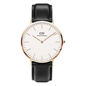 Daniel Wellington Classic Sheffield 40mm Men's Watch, DW Classic Leather Rose Gold Watch for Men