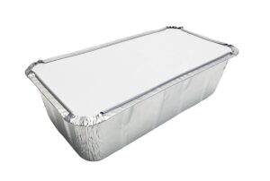 d&w fine pack disposable 2 lb. aluminum foil closeable loaf pan with board lid - 33 ounces - perfect for baking breads, cakes, food (pack of 500)