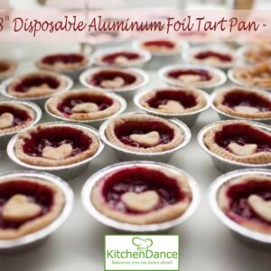 KitchenDance Disposable Aluminum Tart Pan - 3" Round Aluminum Foil Pans for Restaurants, Bakeries - Baking Pan Perfect for Baking, Storing, and Preparing Food - A90, Pack of 500