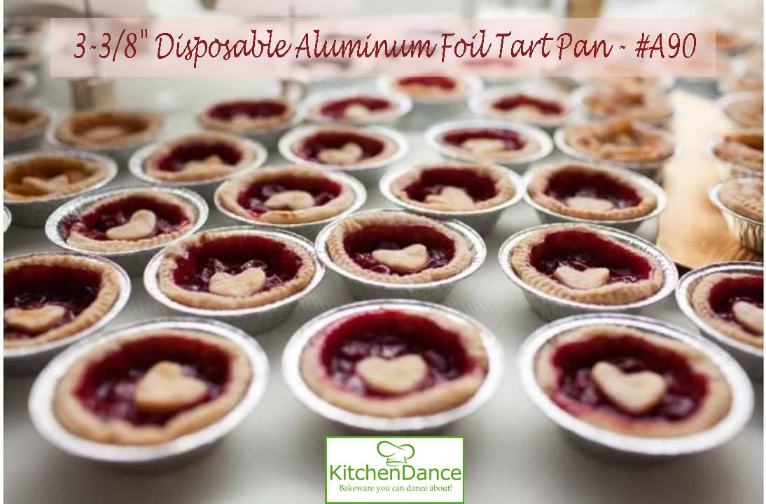 KitchenDance Disposable Aluminum Tart Pan - 3" Round Aluminum Foil Pans for Restaurants, Bakeries - Baking Pan Perfect for Baking, Storing, and Preparing Food - A90, Pack of 500