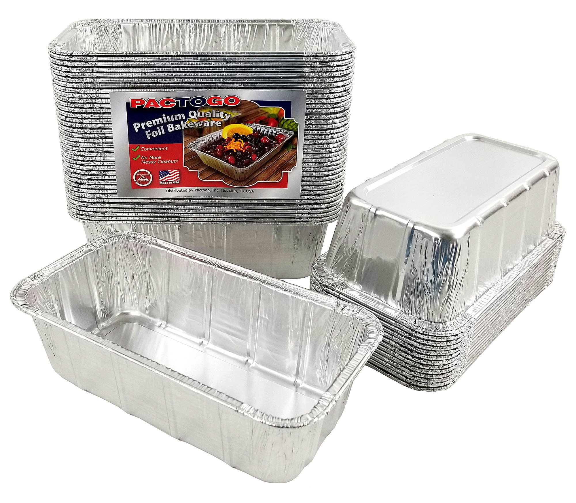 PACTOGO Loaf Pans - Disposable Aluminum Foil 1 1/2 lb. Bread Tins 8.5" X 4.5" X 2.3" (Pack of 500)