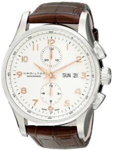 hamilton men's h32766513 jazzmaster analog display automatic self wind brown watch