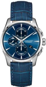 hamilton jazzmaster chronograph automatic blue dial men's watch h32586641