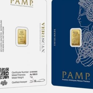 1 Gram Gold Bar PAMP Suisse Lady Fortuna Veriscan .9999 Fine (in Assay) Specifications: Condition:New in Assay Fineness:.9999 .