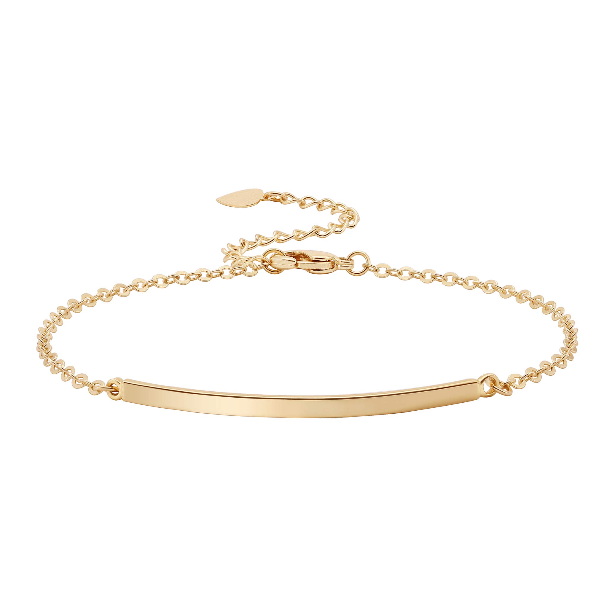 Dainty Gold Bar Bracelet for Women Simple Delicate 18K Gold Plated Chain Handmade Minimalist Jewelry