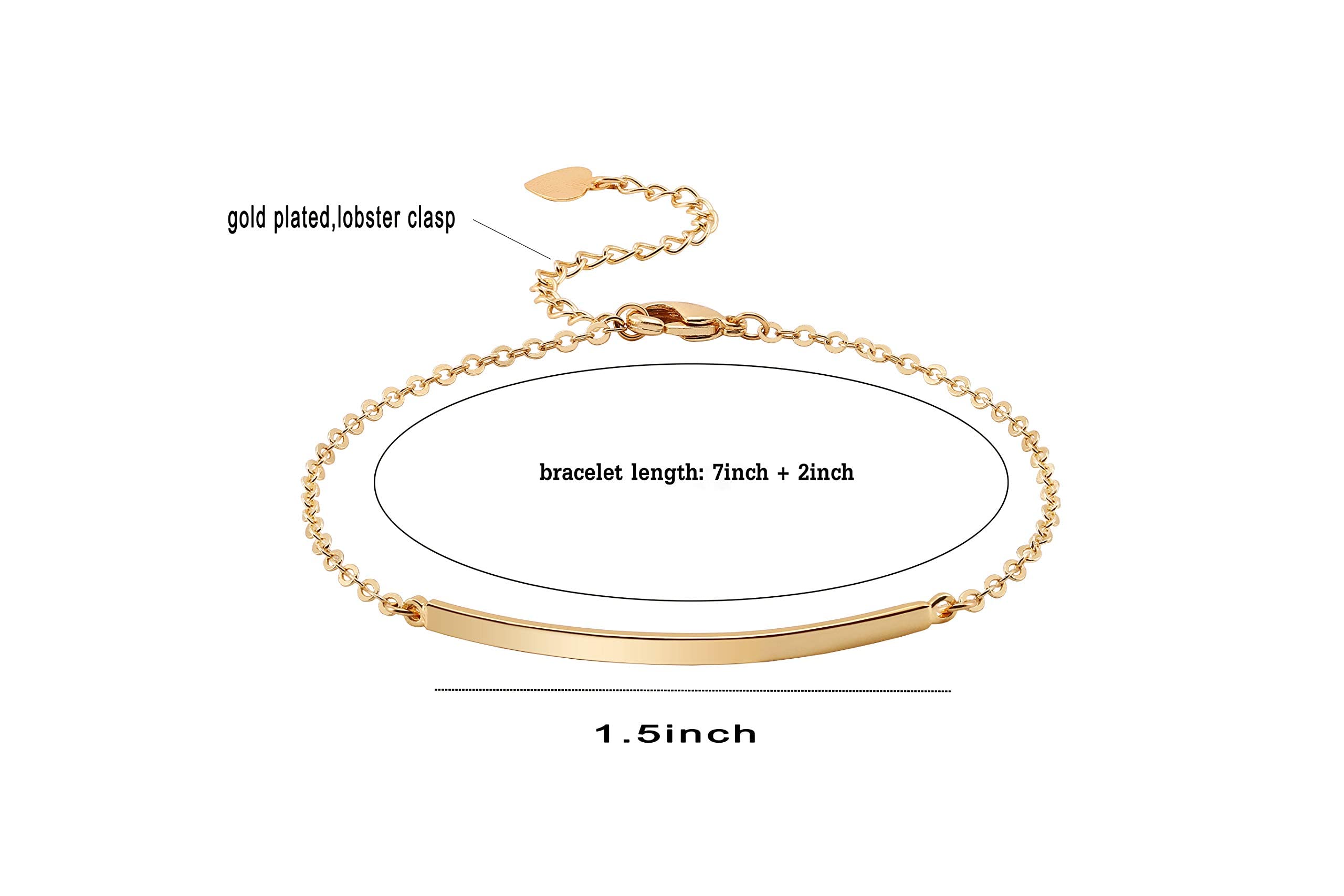 Dainty Gold Bar Bracelet for Women Simple Delicate 18K Gold Plated Chain Handmade Minimalist Jewelry