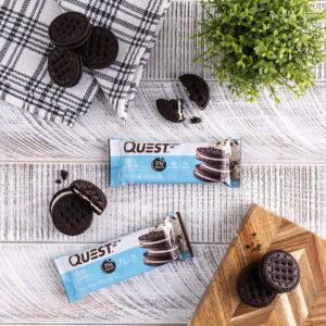 quest nutrition cookies & cream protein bars, high protein, low carb, gluten free, keto friendly, 12 count