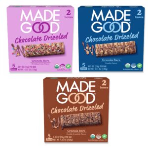 madegood variety pack chocolate drizzled granola bars (30 bars - 0.85 oz each) gluten free and organic snacks