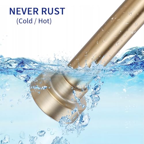 YNL Shower Curtain Rod Tension- No Drill, Never Rust, Non-Slip Spring Tension Rods for Window/Bathroom, 42-73 inches, Shower Rod Stainless Steel, Warm Gold