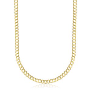 pori jewelers 14k gold 4mm cuban/curb chain necklace - made in italy - (4mm, yellow, 18)