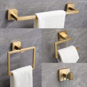 ntipox 4 piece stainless steel brushed gold bathroom hardware accessories set include 16 inch towel bar set gold ，toilet paper holder,towel rack set gold