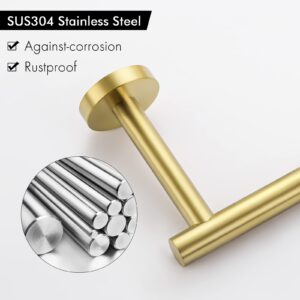 KES Brushed Gold Bathroom Hardware Set 4-Piece 24 Inch Double Towel Bar Toilet Paper Holder Hand Towel Holder Robe Hook Stainless Steel, LA20BZ-43