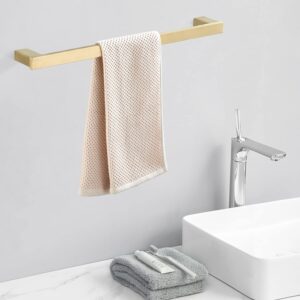 BATHSIR 24 Inch Brushed Gold Towel Bar, Gold Towel Rack Bathroom Towel Holder Square Wall Mounted Stainless Steel