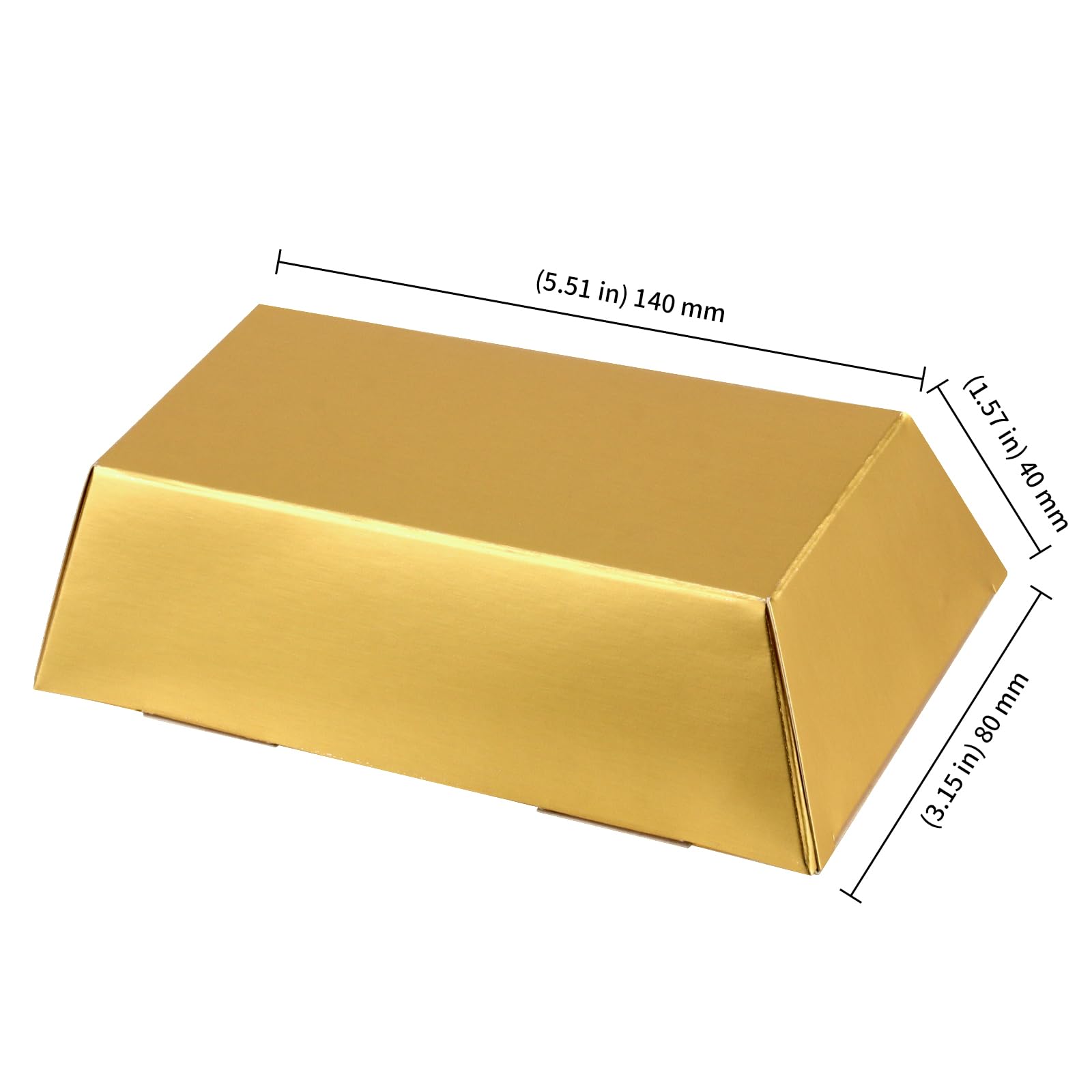 KEILEOHO 40 Pieces Gold Bar Party Boxes, Gold Bar Treat Boxes, Treasure Gold Bar Candy Boxes, Golden Paper Box for Candy, Treats, Crafts Decoration, 5.5 x 3.2 Inch