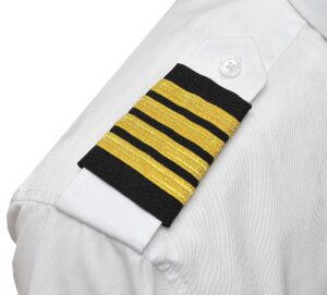 aero phoenix professional pilot uniform epaulets - four bars - captain - gold metallic on dark navy