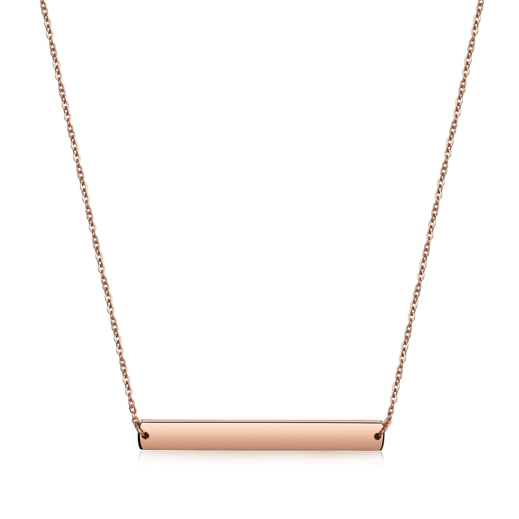 WISTIC Gold Bar Necklace for Women Girls Vertical/Horizontal Bar Pendant Necklaces with Adjustable Chain Necklace Jewelry (Bar Necklace (Rose Gold))