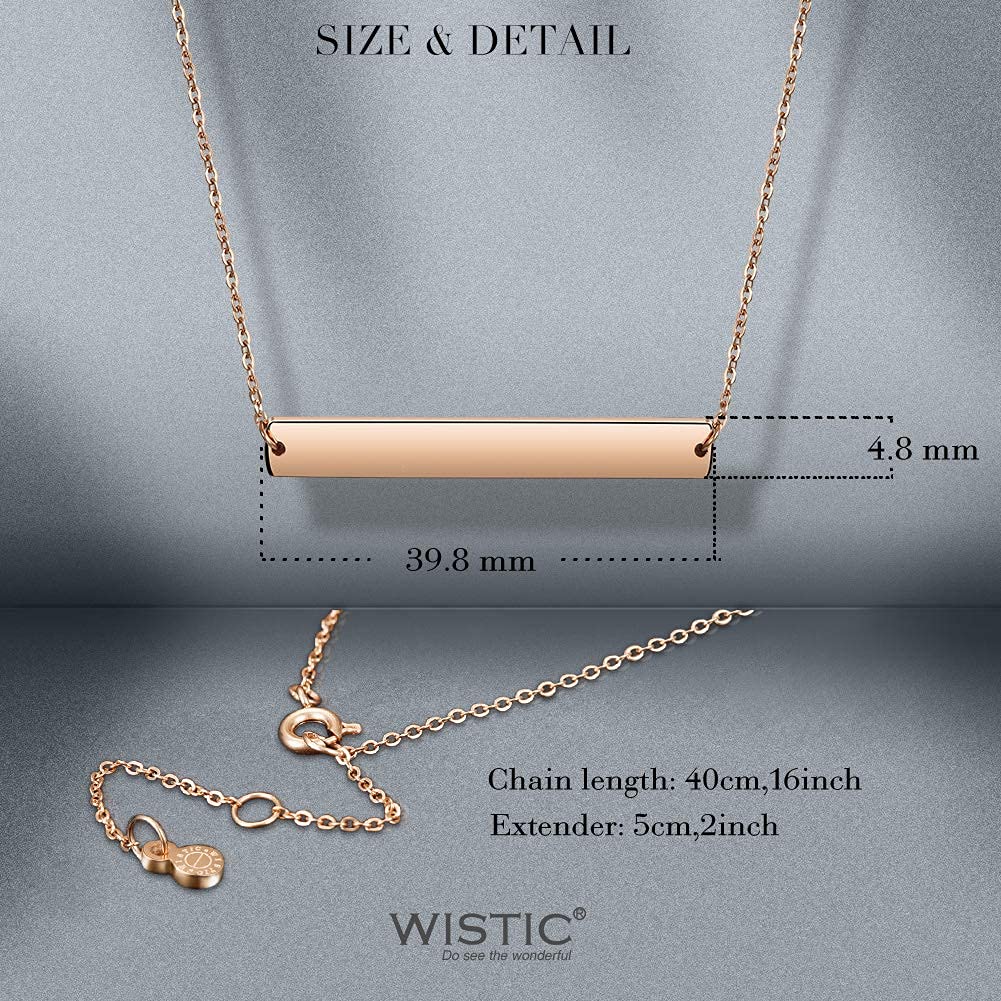 WISTIC Gold Bar Necklace for Women Girls Vertical/Horizontal Bar Pendant Necklaces with Adjustable Chain Necklace Jewelry (Bar Necklace (Rose Gold))