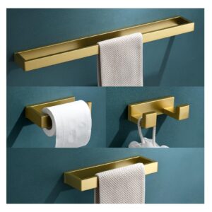 tnoms 4 pieces bathroom hardware accessories set modern gold towel bar set set towel holder set for bathroom stainless steel wall mounted,23.6 inch