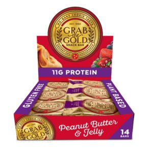 GRAB THE GOLD Protein Snack Bar Bundle (28 Bars) 14 bars Chocolate Peanut Butter + 14 bars Peanut Butter & Jelly