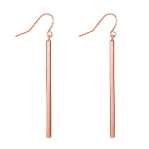 vertical bar dangle earrings for women minimalist gomggsale women's drop dangle earrings simple geometric jewelry (rose gold)