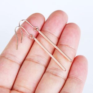 Vertical Bar Dangle Earrings for Women Minimalist Gomggsale Women's Drop Dangle Earrings Simple Geometric Jewelry (Rose Gold)