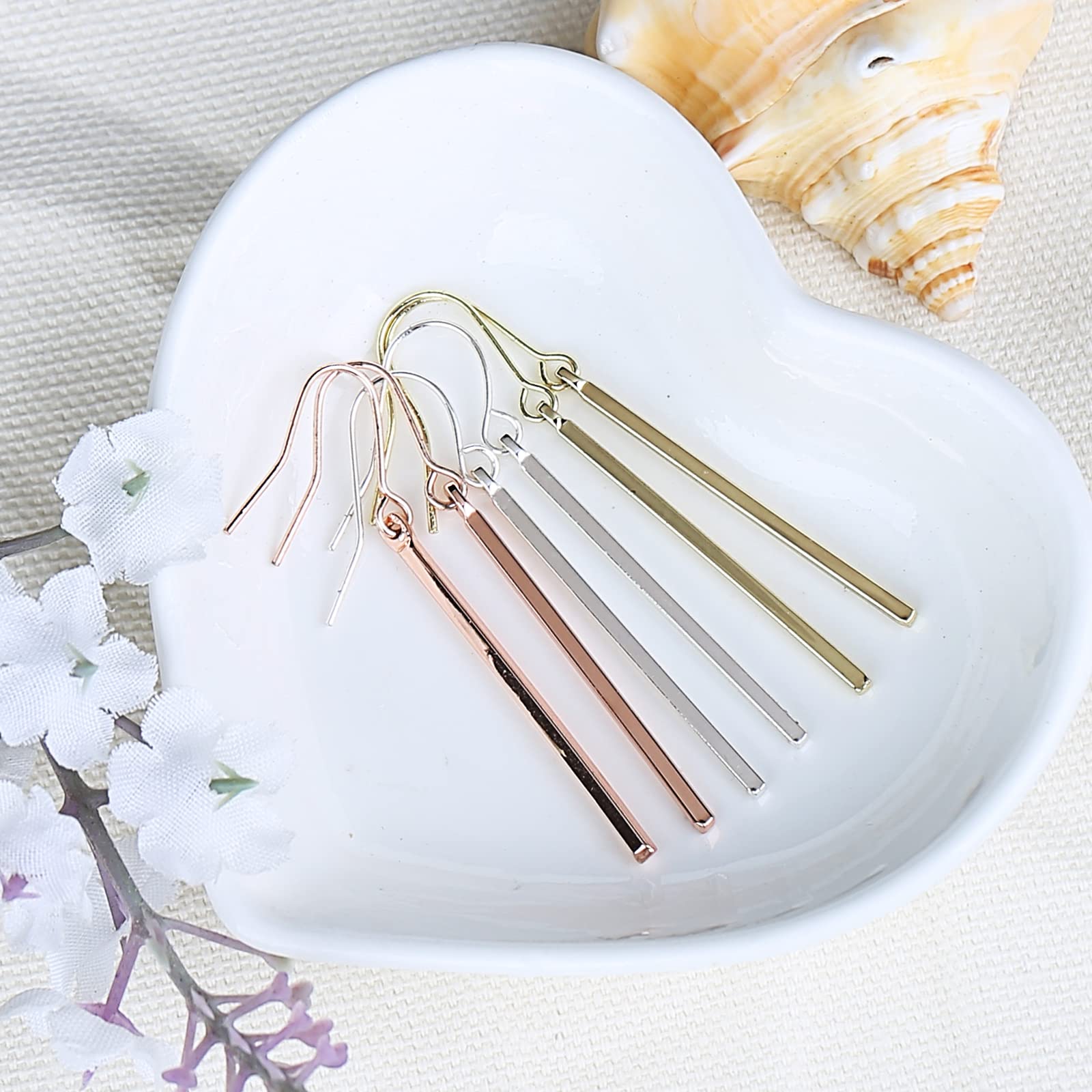 Vertical Bar Dangle Earrings for Women Minimalist Gomggsale Women's Drop Dangle Earrings Simple Geometric Jewelry (Rose Gold)