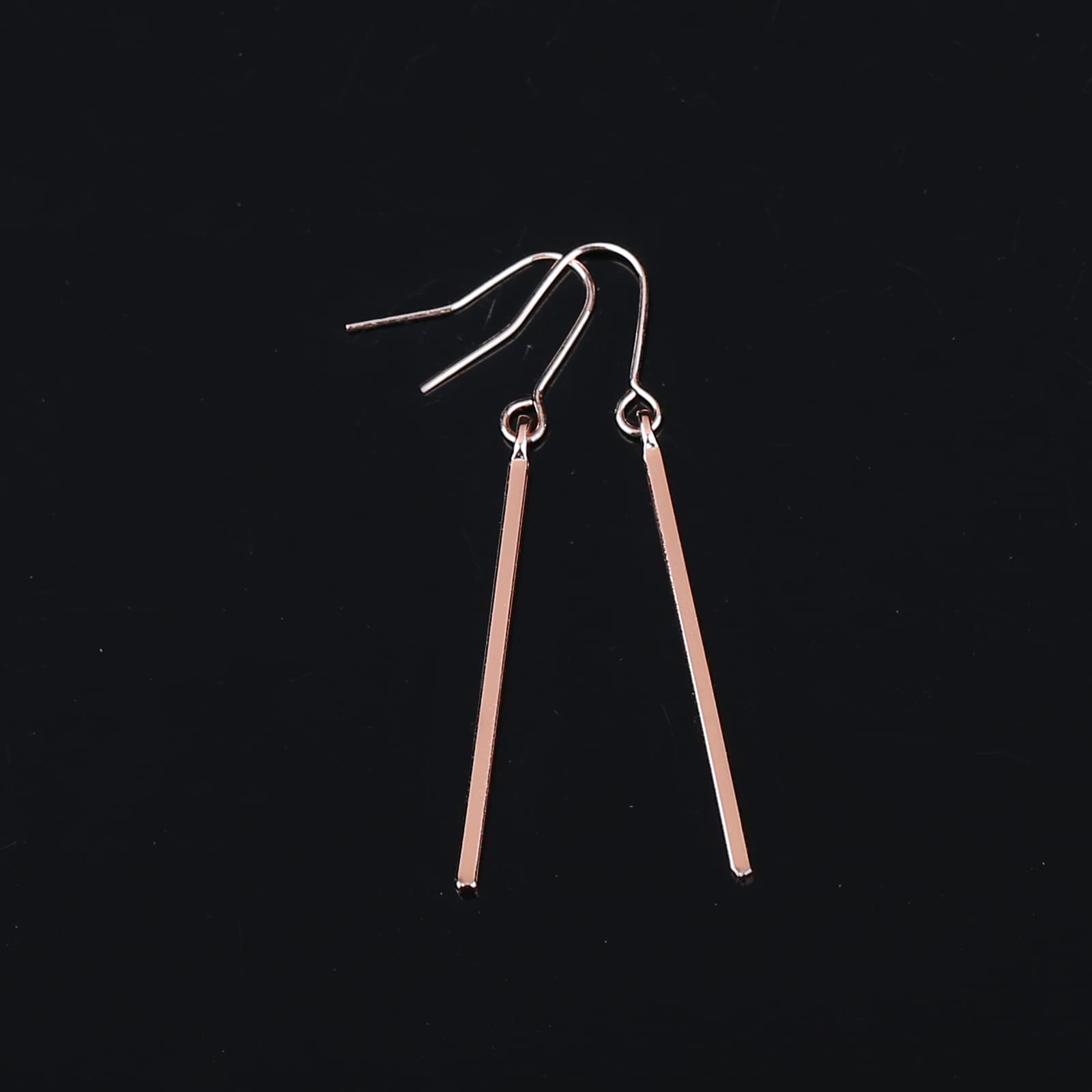 Vertical Bar Dangle Earrings for Women Minimalist Gomggsale Women's Drop Dangle Earrings Simple Geometric Jewelry (Rose Gold)