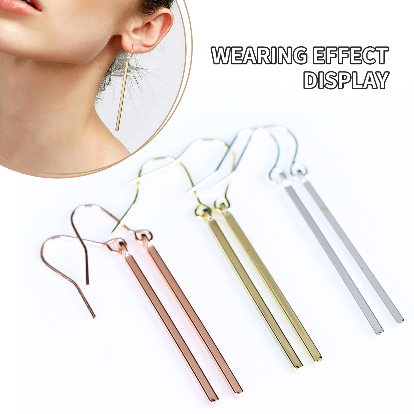 Vertical Bar Dangle Earrings for Women Minimalist Gomggsale Women's Drop Dangle Earrings Simple Geometric Jewelry (Rose Gold)