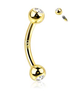 cocharm 14k solid gold long bar belly button rings 12mm real gold cute belly piercing rings snake eyes 14k gold navel ring navel piercing gold