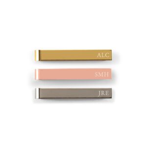 Weddingstar Men's Custom Engraved Stainless Steel Gold Tie Bar - Serif Monogram