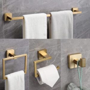 ntipox 4 pieces brusehd gold bathroom hardware accessories set,stainless steel square 24" hand towel bar set gold, towel rack set gold, wall mounted