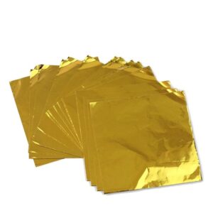 wowagoga 300 pcs foil candy wrappers - 6x6 inches gold aluminum foils paper chocolate candy wrappers for homemade candies gifts decoration