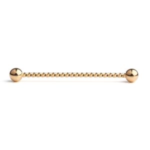 ruifan 1pc 14 gauge braided bar industrial barbell cartilage earring body piercing jewelry 1 1/2 inch(38mm) - gold