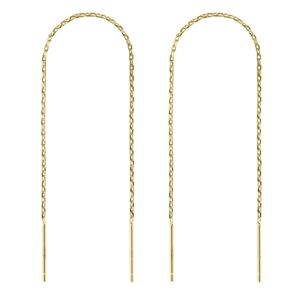 gold threader earrings for women 18k gold filled chain earrings dainty bar drop dangle long thread earring dangly double piercing hypoallergenic jewelry gift