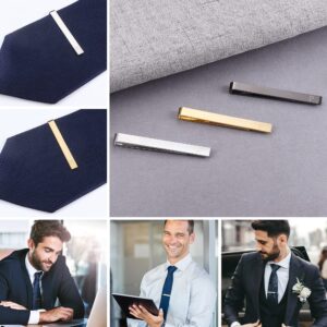 UBGICIG 3 Pcs Stainless Steel Tie Clips for Men Elegant Personalized Letter T Tie Clip Set for Men Classic Gold Silver Black Tone Tie Bar Father's Day Gifts Business Wedding Anniversary