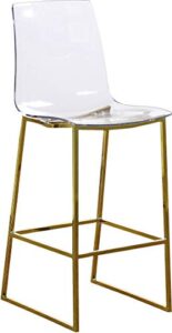 meridian furniture lumen collection modern contemporary acrylic counter stool with stainless steel base, 16.5" w x 20" d x 42" h, gold