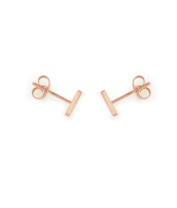 altitude boutique 18k gold plated skinny wire midi balance bar stud earrings hypoallergenic long bar earrings in gold, rose gold, or silver | delicate jewelry (rose gold, 6mm)