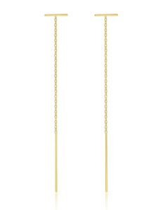 gold bar threader earrings silver simple long chain dangling drop minimalist tassel double piercings pull through earrings